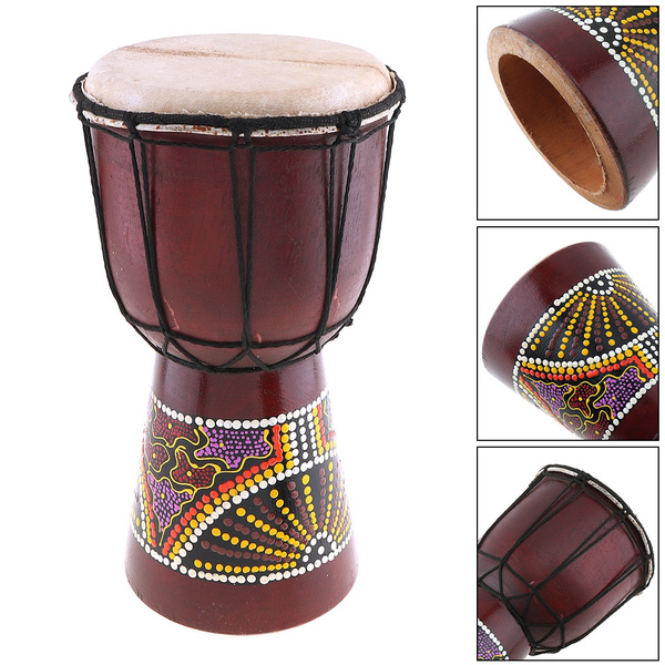 6 Inch Professional African Djembe Drum Classic Painting Wood Goat Skin ...