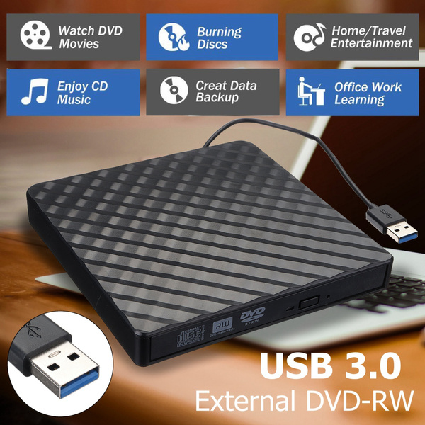 Upgrade External Slim USB 3.0 Portable DVD/CD RW Writer Drive With 20cm ...