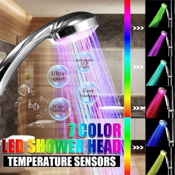 LED 7 Colors Shower Head Water Glow Light Colorful Changing LED Shower ...