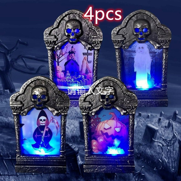 2021 New 4 In One Halloween Luminous LED Tombstone Lamp Halloween Home ...
