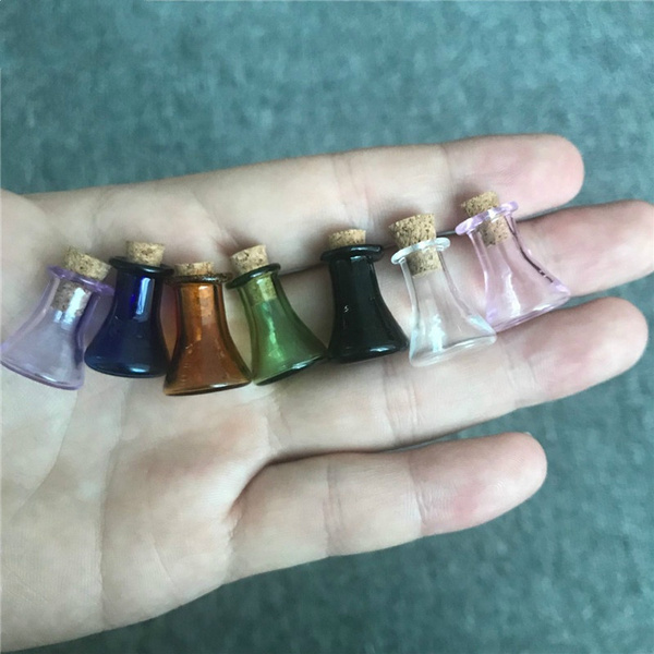 7pcs Mini Glass Color Flask Bottles Cute Bottles With Cork Tiny Jars ...
