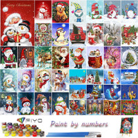 FIYO Christmas Santa and Snowman Diy Paint by Numbers Kits for Adults ...