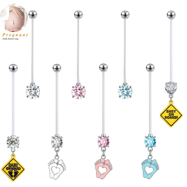 1 Pieces Double Jeweled Pregnancy Maternity Belly Button Ring Retainers ...