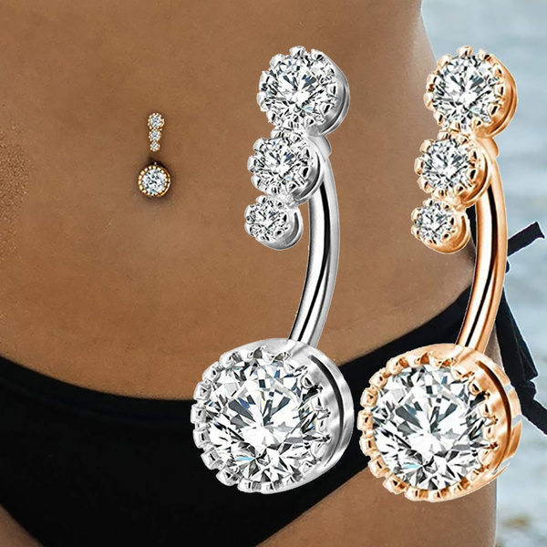 Crystal Belly Button Rings Navel Ring Zircon Drop Dangle Body Belly Piercing Jewelry For Women