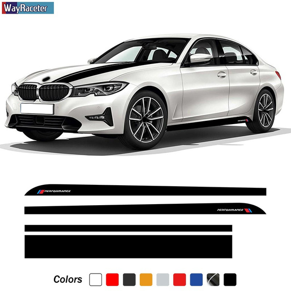 M Performance Door Side Stripes Skirt Sticker Car Hood Engine Cover ...