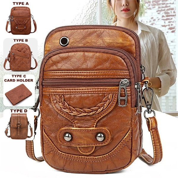 Vintage Women Soft Leather Messenger Bag Rivet PU Shoulder Bag Handbag ...