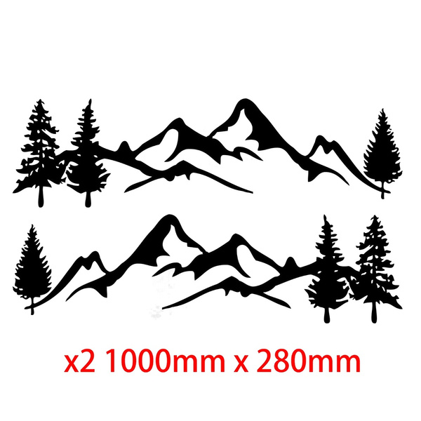 2x 1m MOUNTAIN RANGE VINYL STICKERS GRAPHICS DECALS CAMPER VAN CARAVAN ...