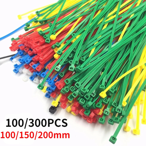 100/150/200mm Self-Locking Nylon Wire Cable Zip Ties Industrial Cable ...