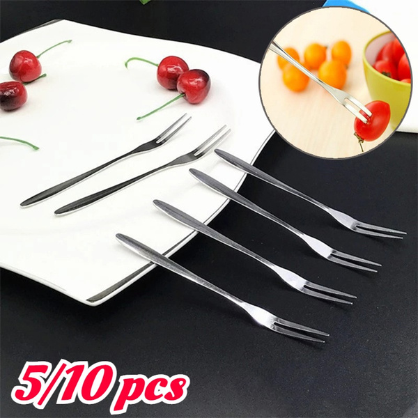 5/10 Pcs Stainless Steel Cocktail Forks Tasting Appetizer Forks Cake ...