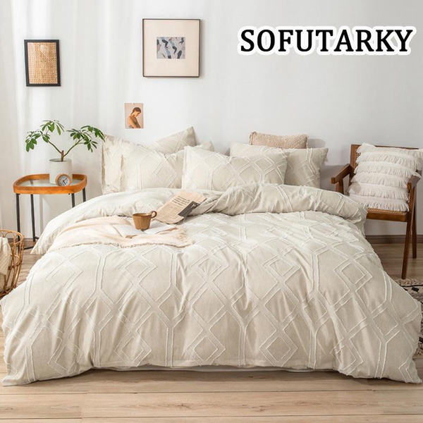 Sofutarky 6 Colors Bedding Duvet Cover Set Geometry Tufted Cation ...