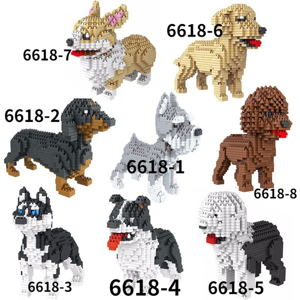 Cartoon Dog Series blocks mini diamond Bulldog model building bricks ...
