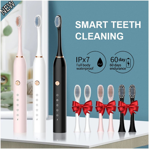 6 Mode Super Sonic Electric Toothbrushes Smart Timer Whitening ...