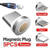 5Pcs 7-Pin Round Magnetic Cable Plug Type C Micro USB Lightning ...