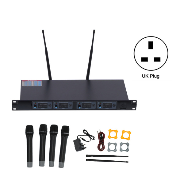 Wireless Microphone System 4‑Channel Cordless Mic Set With 4 Hand‑Held ...