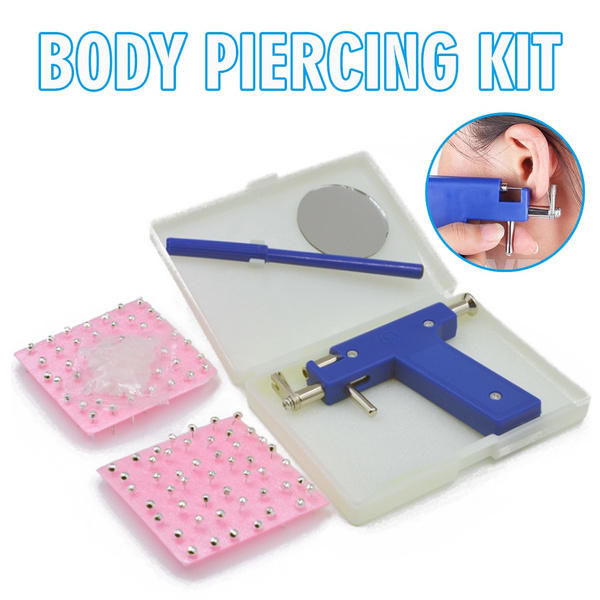 1 Set Steel Ear Nose Navel Body Piercing Kit Tool Set with Pack Of 98 ...