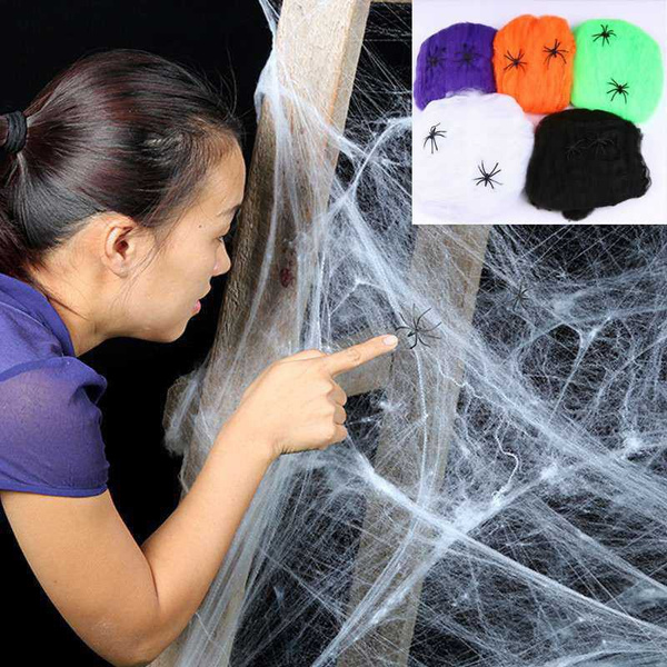 Halloween Scary Party Scene Props Stretchy Cobweb Spider Web Halloween ...