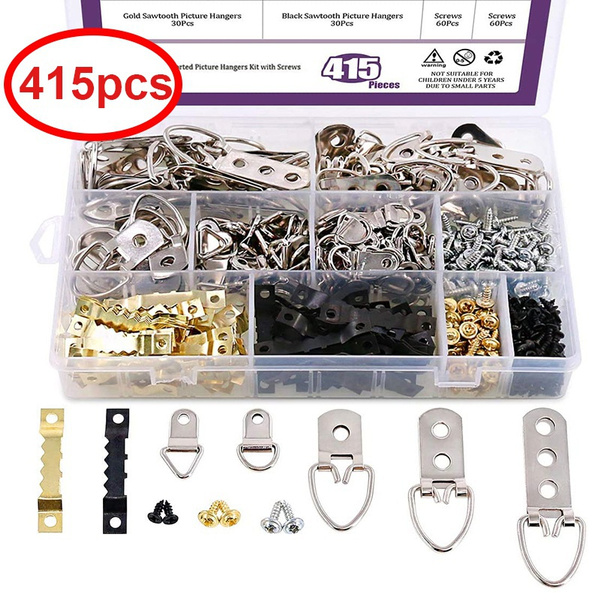 415Pcs Picture Hangers Kit with Screws, Heavy Duty Assorted Frame ...