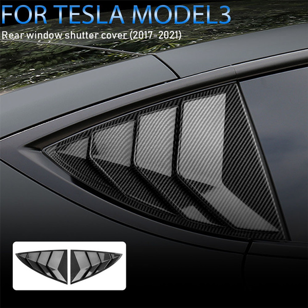 for Tesla Model 3 2017-2021 Carbon Fiber Rear Window Louver Shutter ...