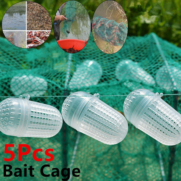 5Pcs Mini Bait Cage Feeder Fishing Bag Shrimp Cage Lobster Baits Thread ...