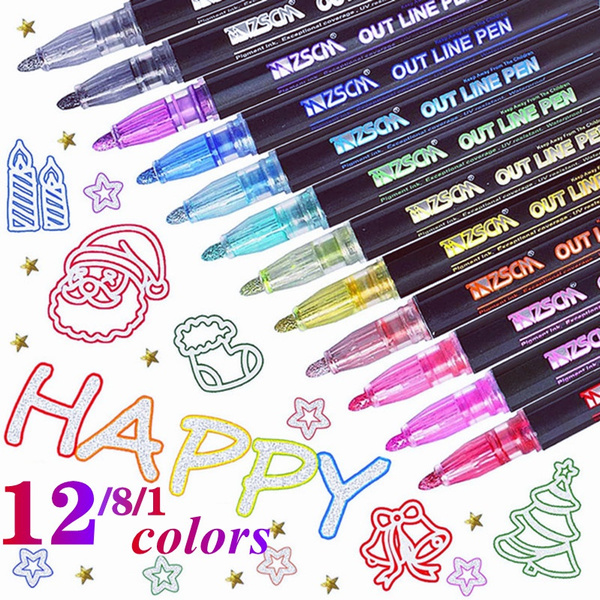 Doodle Dazzle Markers, Double Line Outline Pen Markers,Magic Shimmer ...