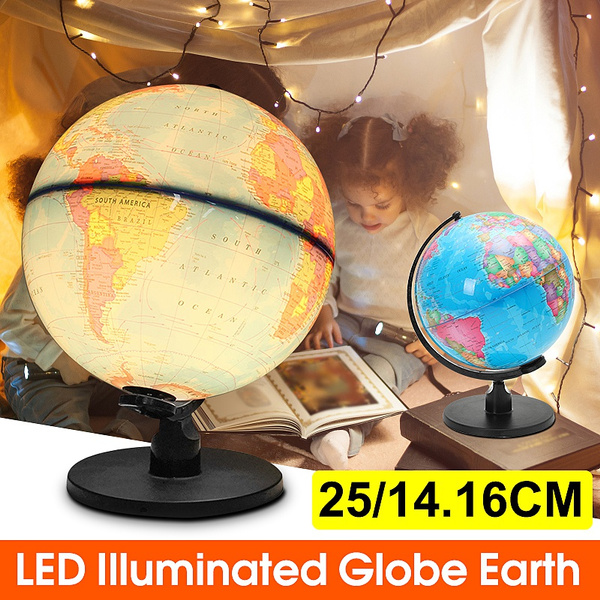 Diameter 14.16cm Rotating LED Light World Globe Earth Globe Map ...