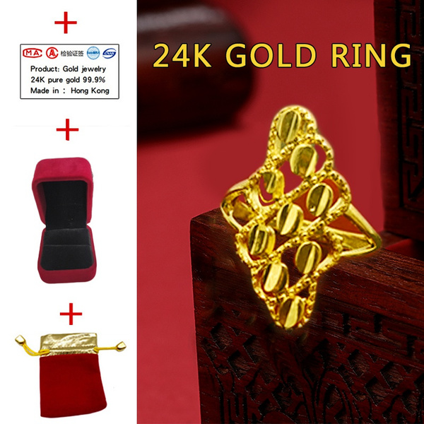 Gold Ring 24k Pure Gold Ladies Ring Set Jewelry Gift Set | Wish