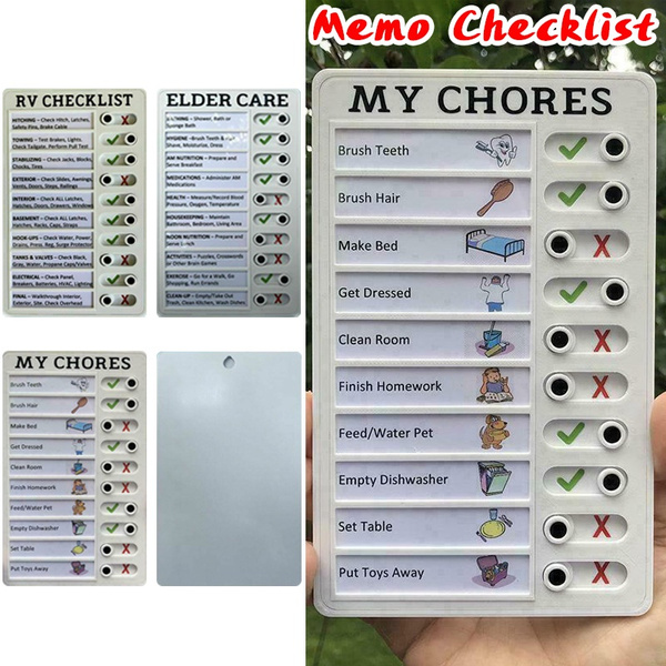 Memo Plastic Board RV Checklist My Chores Reusable Elder Care Checklist ...