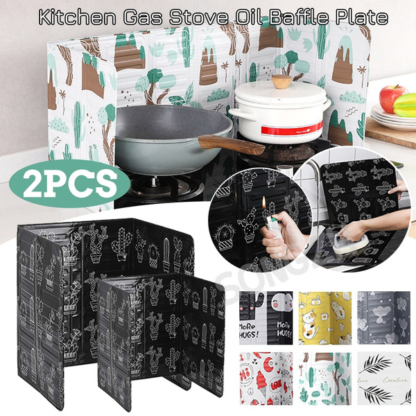 1/2pcs Kitchen Oil Baffle Plate Gas Stove Baffle Plate Board Oil-proof ...