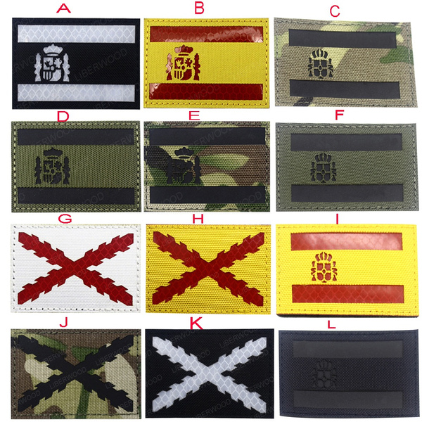 Spain Flag IR Patch Tactical Military Patch Emblem Appliques Reflective Royal Tercios Flag of ...