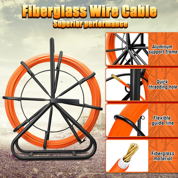 4.5 70/100M Fiberglass Wire Cable Running Rod Snakes Fish Tape Rodder ...
