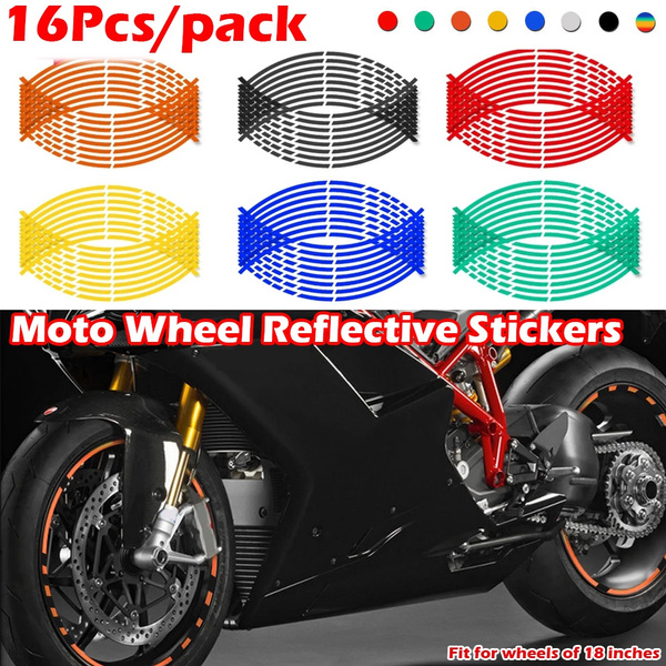 8 Colors Reflective Motocross Bike Motorcycle Wheel Stickers Decals 18 ...