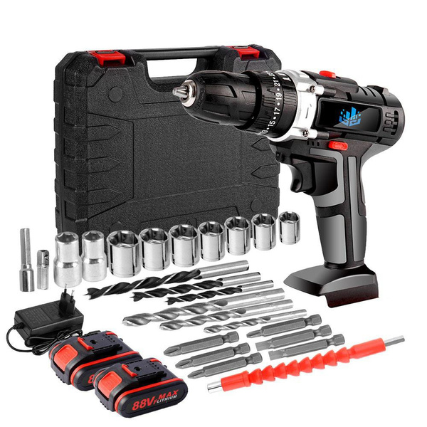 Impact Drill, Electric Screwdriver,25Nm 10mm 2-Speed 88VF 3 Torque ...