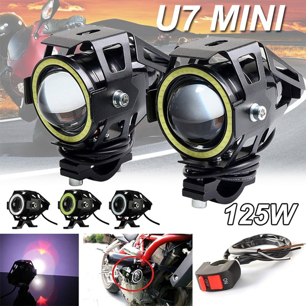 125W Mini U7 LED Motorcycle Headlight with Fog Light and Switch | Wish