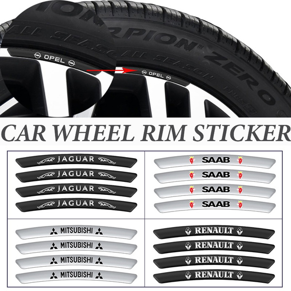 4PCS Car Logo Car Rim Decoration Sticker Aluminium Alloy Material For ...