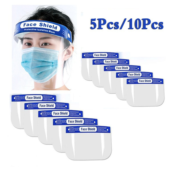 5/10Pcs Transparent Safety Face Shield, Full Protection Visor Face ...