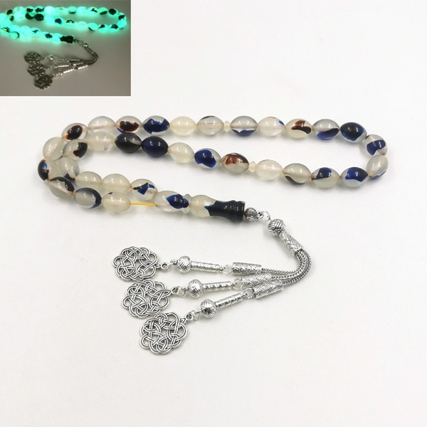 Tasbih Blue Luminous resin Muslim Rosary bead misbaha Eid Gift islamic ...