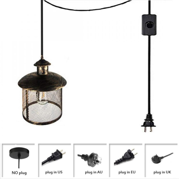 Industrial Vintage Lighting Sweep Golden Metal Birdcage Chandelier Plug ...
