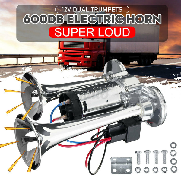 New Upgrade 12V/24V 6000 Db Air Horn Kit, Dual Trumpet Truck Air Horn ...