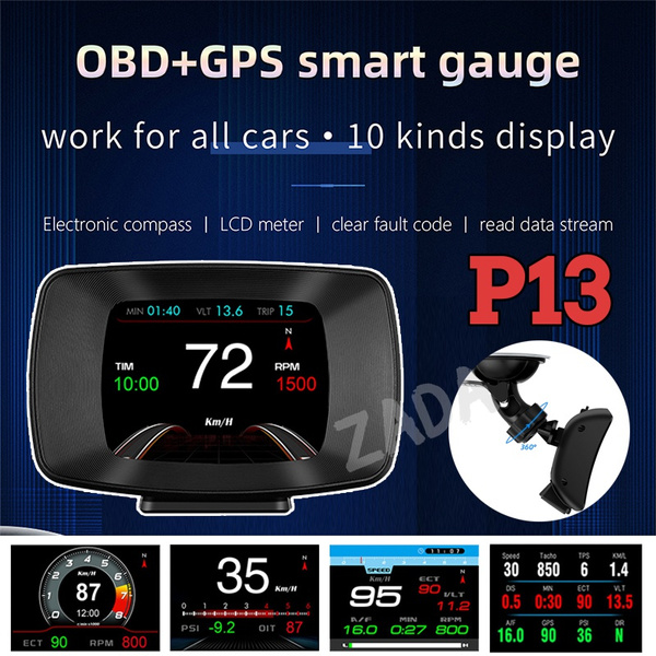 P13 Car HUD Head-up Display Auto Display Smart Gauge Digital Multi ...