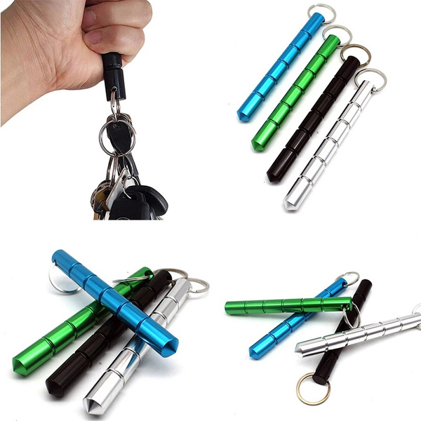 Black Metal Kubaton Keychain Keyring Pair For Pressure Self-Defense ...