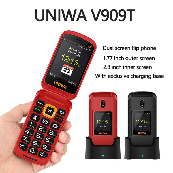 UNIWA V909T Dual Screen Flip Phone 2.8 Inch Inner Screen 1.77 Inch ...