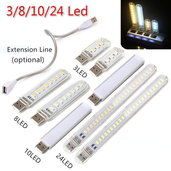 Mini Portable USB LED Book Light DC5V Ultra Bright Reading Book Lamp 3/8/10/20/24leds Lights For ...