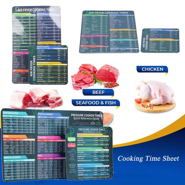 Cook Times Chart Fryer Accessories Pot Cheat Sheet, Magnet Sheet Quick ...