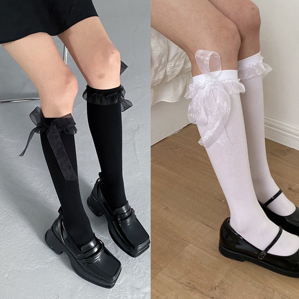 Spring Summer White Mid-stocking Lace Strap Lace Fairy Velvet Calf ...