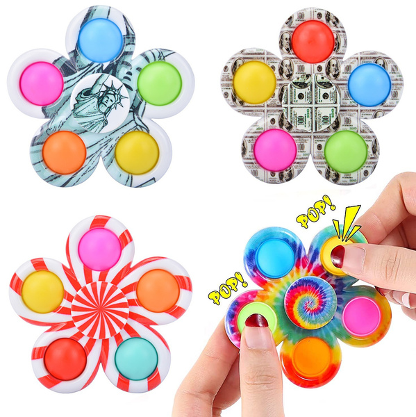 NEW Fidget Spinner Pop Toys 1 Pack /3 Pack, Tie-Dye Popper Pop Bubble ...