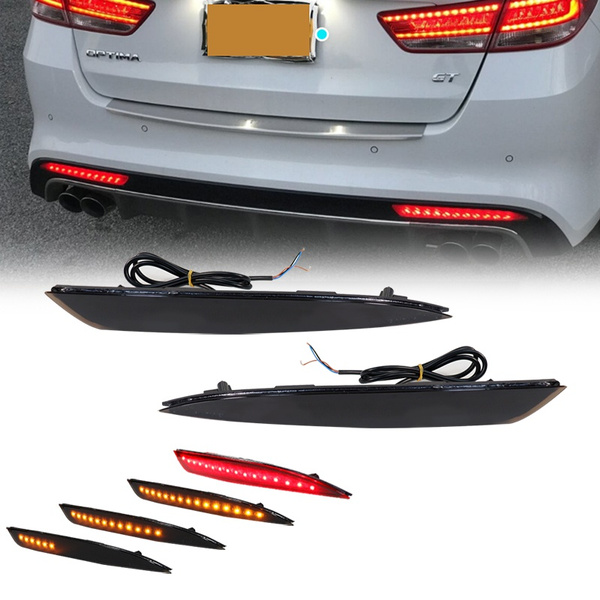 Smoke LED Rear Bumper Reflector Tail Brake Signal Lamps For 2016-2018 ...