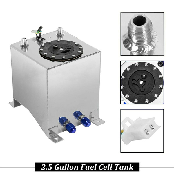 POLISHED ALUMINUM RACING DRIFT FUEL CELL TANK &LEVEL SENDER 9.5 LITER/2 ...
