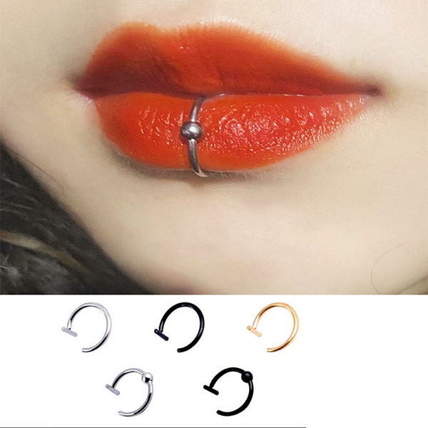Punk Lip Nail No Hole Lip Clip Lip Ring Fake Puncture Titanium Steel ...