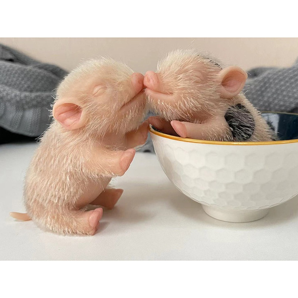 Full Body Silicone Piglet Cute Lifelike Piglet Closed Eyes Reborn ...