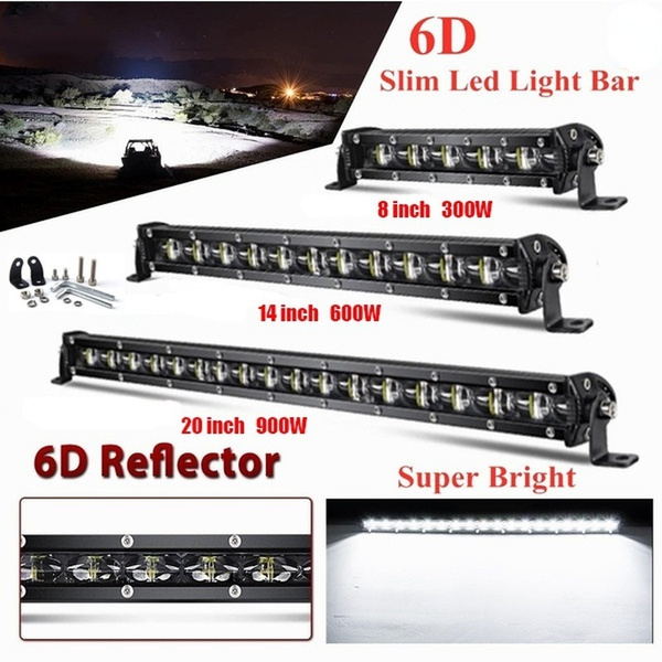 New Upgrade 6D 8/14 /20 Inch 300W 600W 900W Slim LED Light Bar for 4X4 Offroad Truck Boat Auto ...